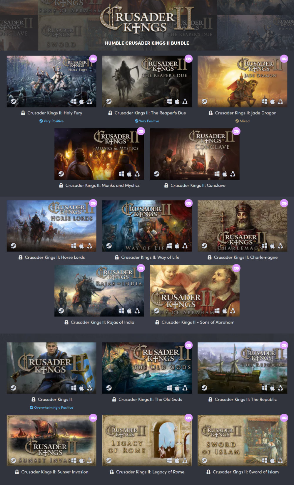Humble Crusader Kings 2 Bundle - Epic Bundle